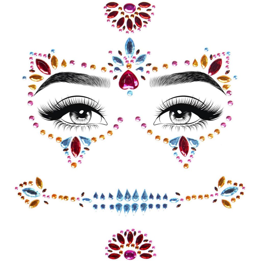 Schädel bunt D.d.l.M. Schmucksteine Gesicht Set DOTD auf Folie ...