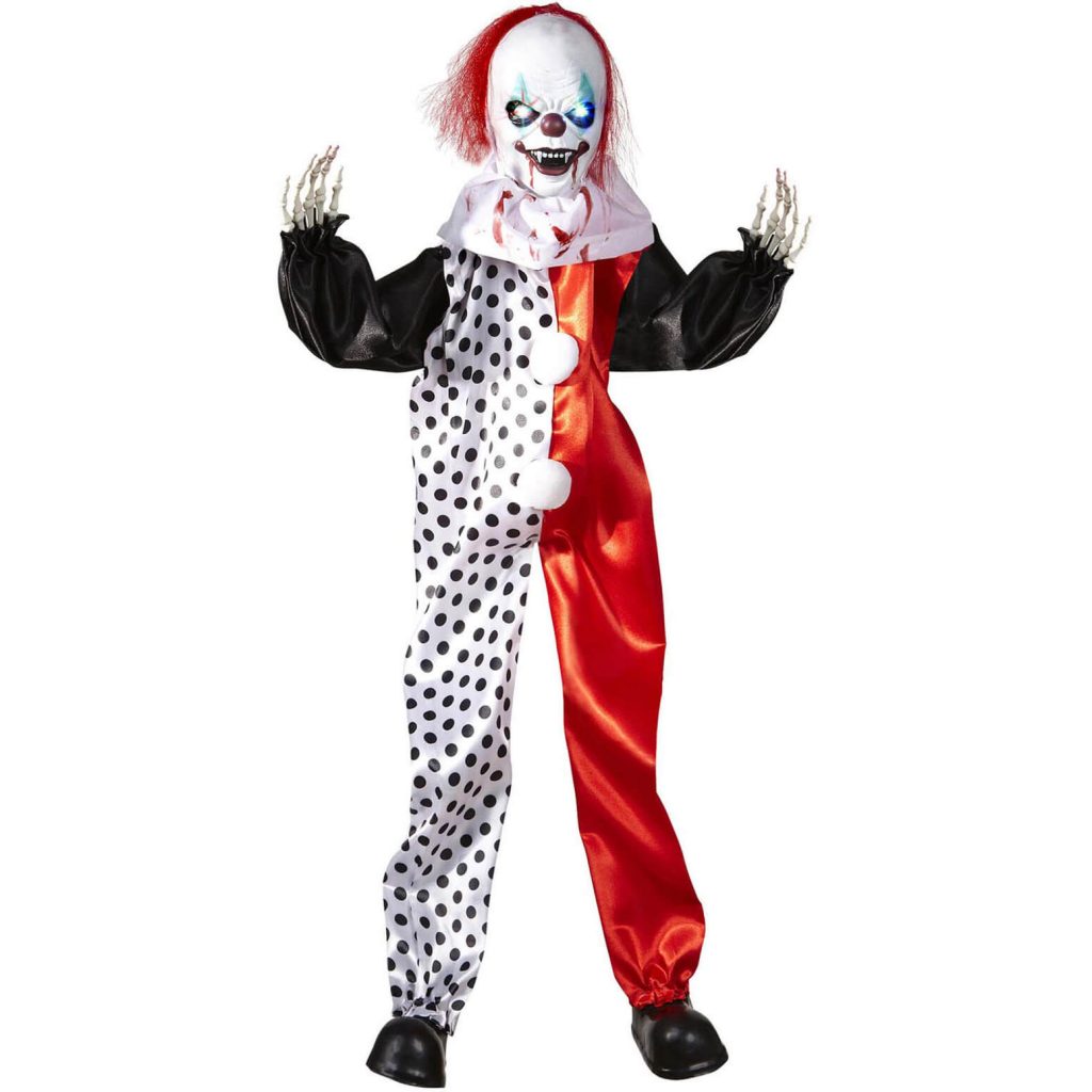 Böser Clown Deko Standfigur mit LED 90cm mit Leuchtaugen Farbwechsler ...