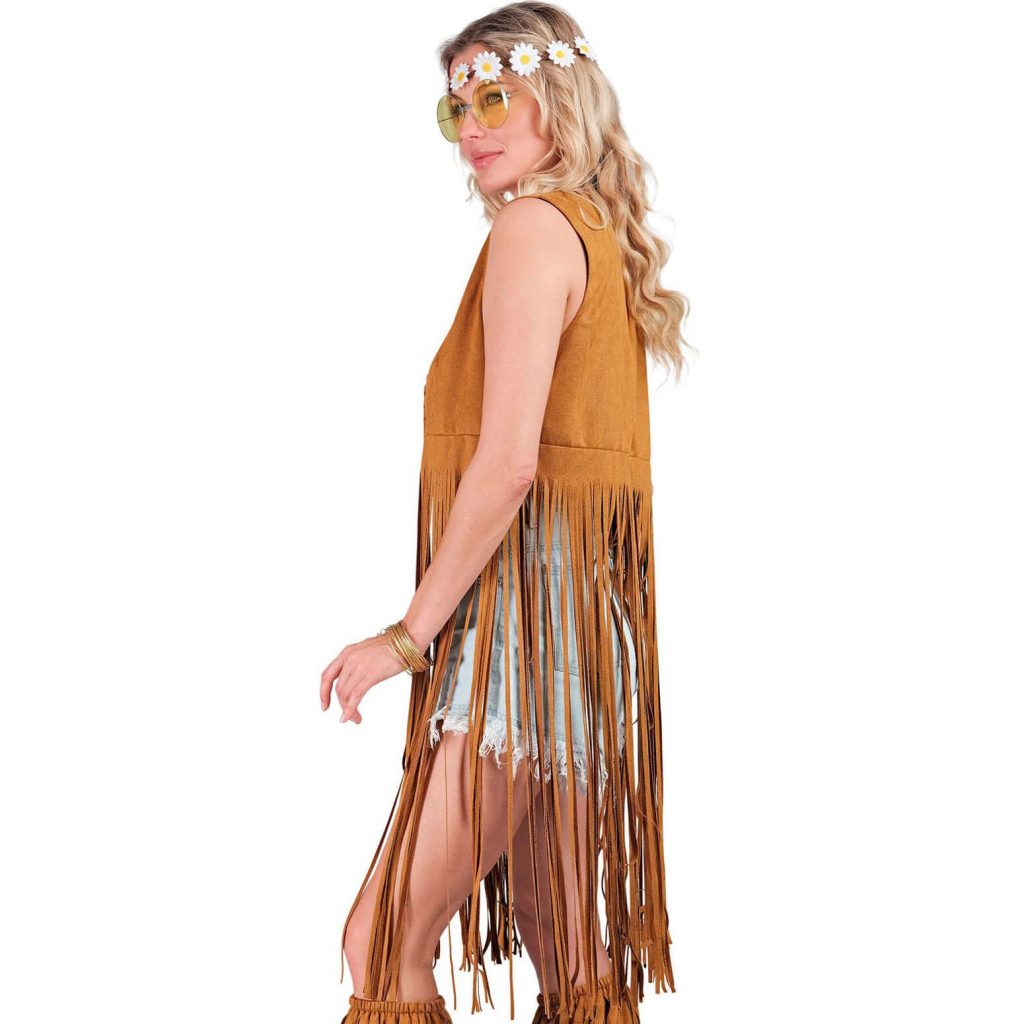 70er Jahre Hippiegirl Weste Kurzweste mit extralangen Fransen braun ...